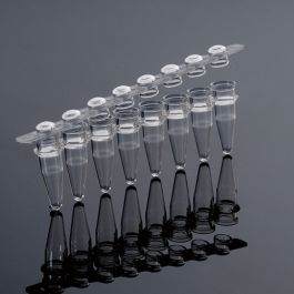 8 Strip PCR Tubes with Flat Caps, suitable for qPCR, Clear Colour, 125 ...