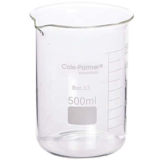 Cole-Parmer elements Low-Form Beaker, Glass, 400 mL, 8/pk